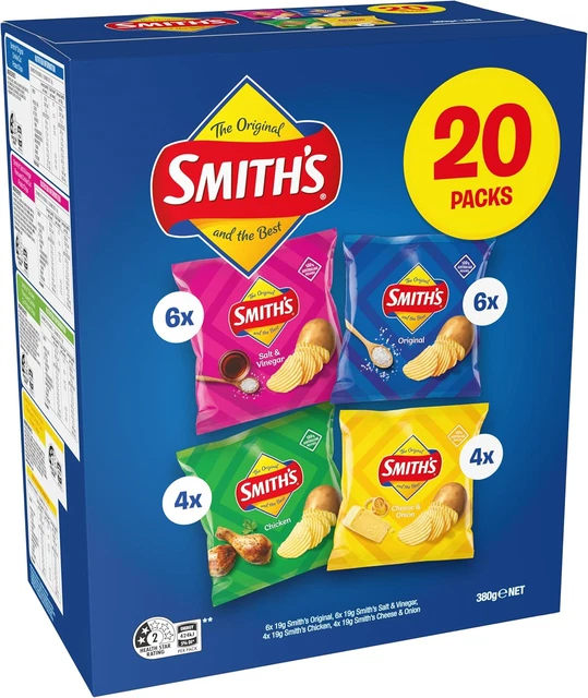 SMITH’S CRINKLE CUT Potato Chips Flavour Mix Multipack Variety (Salt ...