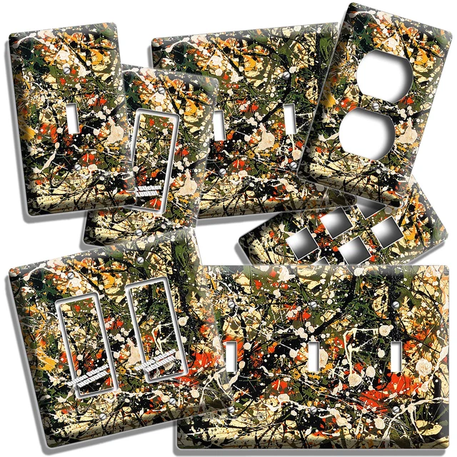 JACKSON POLLOCK INSPIRIERTE Farbtropflichtschalter Auslass Wandplatte ...