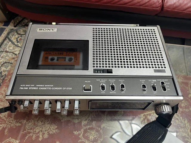 SONY DENSUKE CF-2700 Radio Cassette Player Blue LED Used Vintage Audio ...