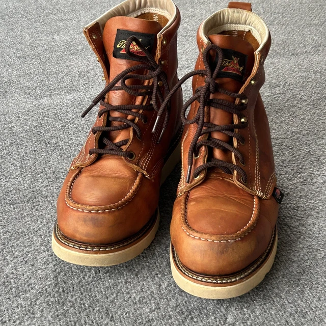 THOROGOOD BOOTS MENS 11.5 D Brown Moc Toe Wedge Steel American Heritage ...