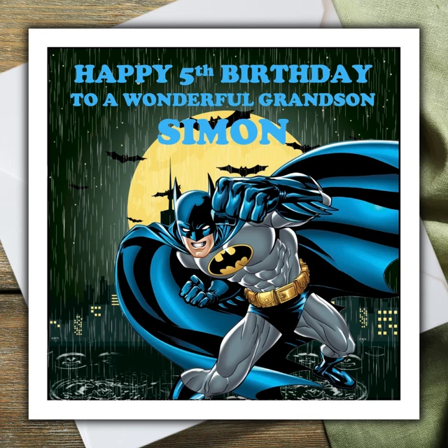 BATMAN THEME BIRTHDAY CARD personalised AGE RELATIONSHIP NAME £3.50 ...
