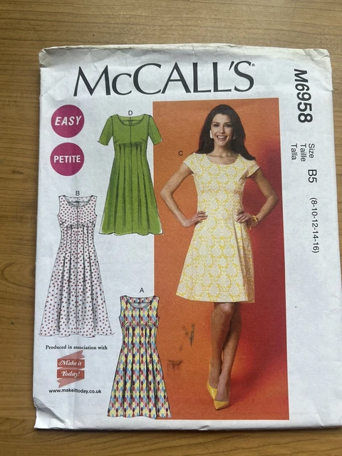 NEW SEWING PATTERN Darted A Line Dress McCalls M6958 8 10 12 14 16 £5. ...