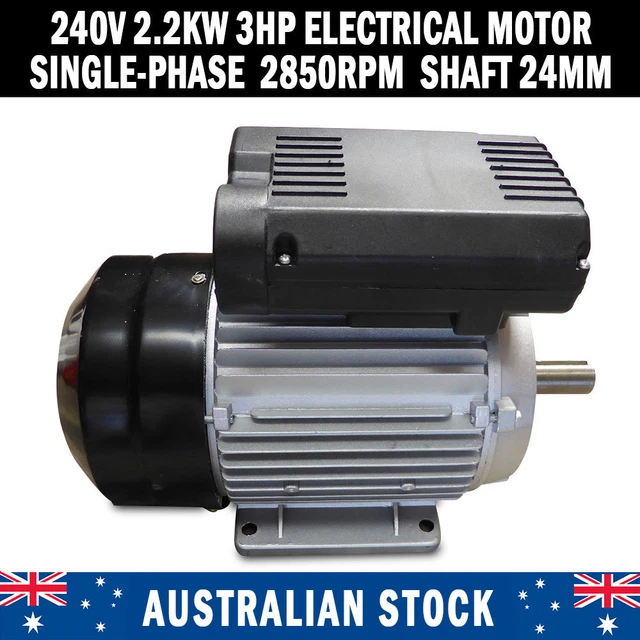 NEW ELECTRICAL MOTOR Single Phase 240v 2.2kw 3HP Shaft 24mm Air ...