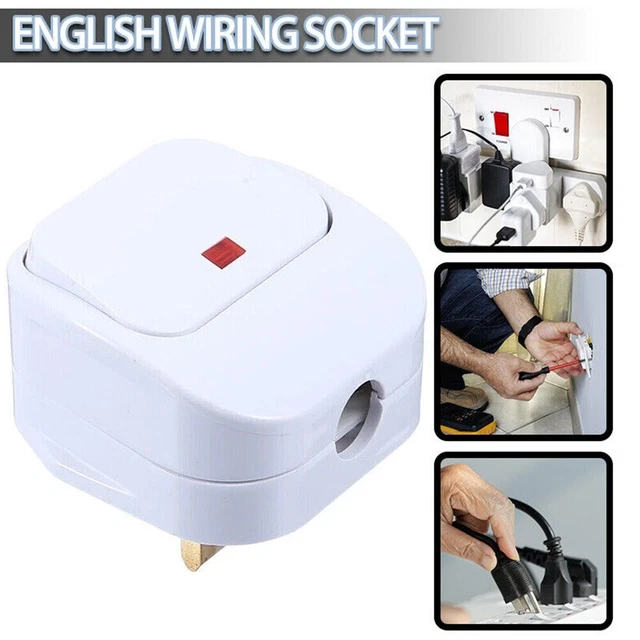 BRITISH 3 PIN Plug Socket 250V 13A AC Power Switch Male Electrical ...