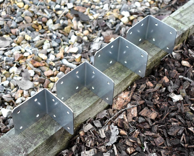CORNER EDGE TIMBER Railway Sleeper Brackets Wooden Planter Raised Bed ...