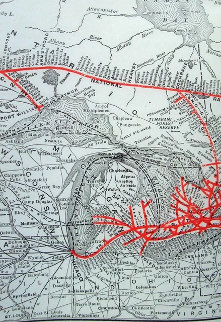 GRAND TRUNK RAILWAY - Original 1920 Route Map. Vintage Railroad £21.01 ...