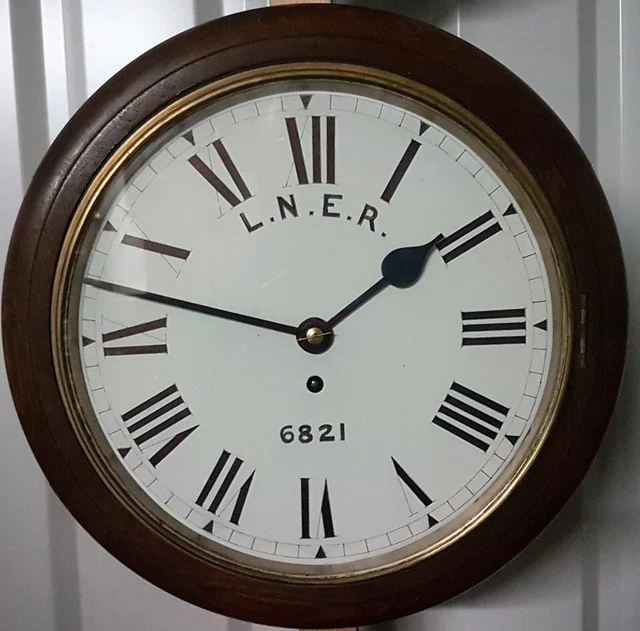 RARE 1930S 12” Oak Fusee Railway Clock LNER 6821 Ex York Station Wages ...