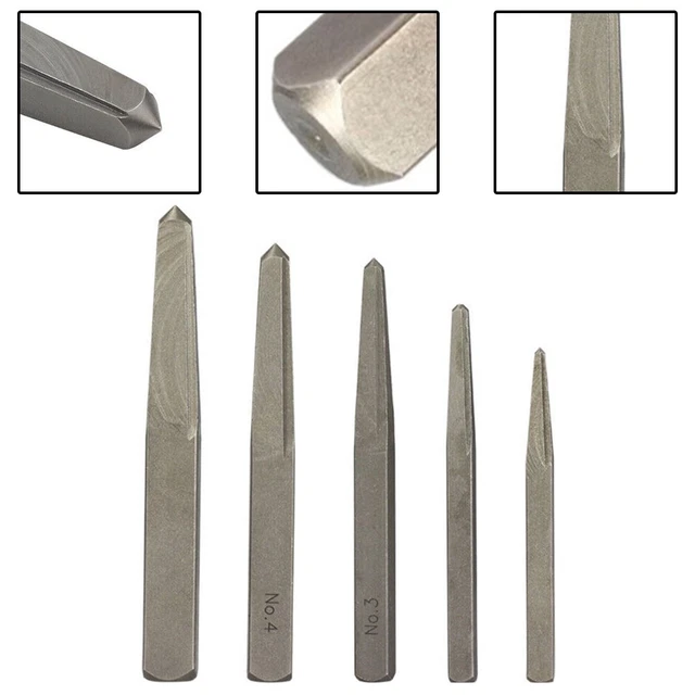 SQUARE SCREWS EXTRACTOR Straight Fluted Tool for Broken Screws 5 Piece ...