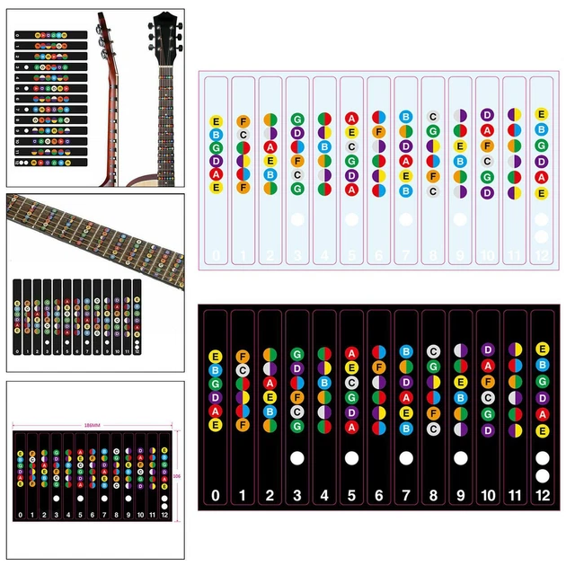 GUITAR FRETBOARD NOTES Map Guitar Scale Labels Sticker Fingerboard Fret ...