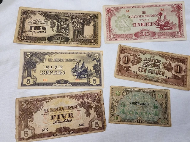 ORIGINAL WW2 GROUP Of Japanese Invasion Bank Notes Money 2 EUR 27,20 ...