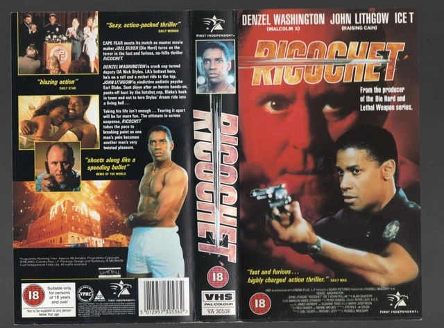 RICOCHET - DENZEL Washington, - VHS Video Tape ***picture good tested ...