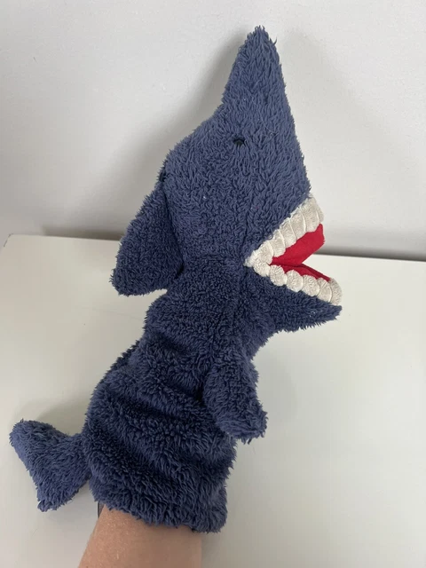 JELLYCAT TOOTHY SHARK Hand Puppet Blue Rare Retired Jellycat Plush Soft ...