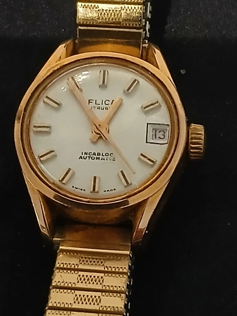 VINTAGE FLICA 17 Jewels Swiss Made Incabloc Automatic Ladies Watch £20.00 - PicClick UK