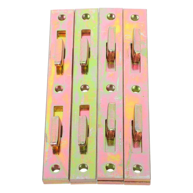 4 PCS BED Rail Fasteners Frame Hardware Brackets Board Fixing Connector ...