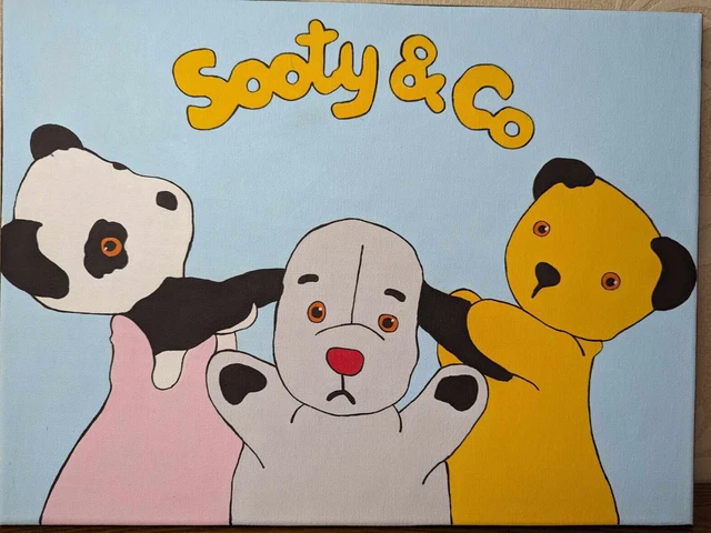 SOOTY AND SWEEP and soo canvas painting 30x40cm £10.00 - PicClick UK
