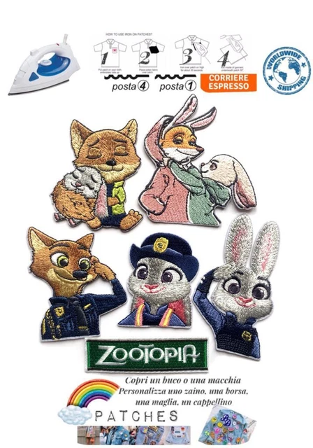 PATCH ZOOTOPIA NICK Wilde Judy Hopps toppa termoadesiva Zootropolis ...