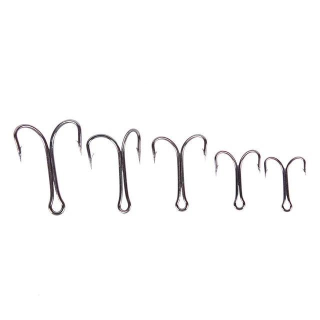 50PCS DUAL HIGH Carbon Steel Black Fishing Hooks Double anchor hook ...