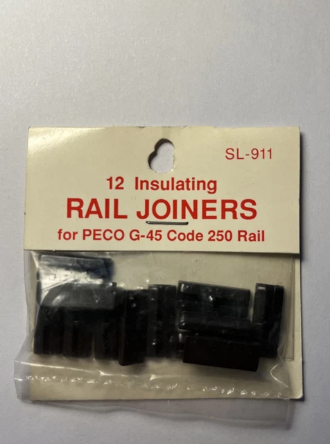 PECO SL-911 G Gauge Insulating Rail Joiners (12) for G-45 Code 250 Rail ...