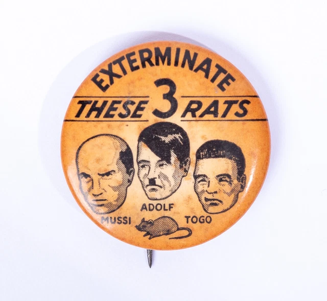 ORIGINAL WWII VIVA Italia Benito Mussolini Pin / Button RARE $131.85 ...