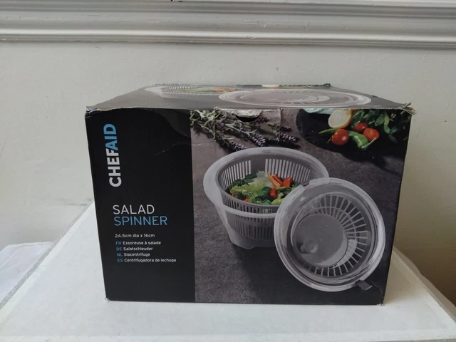 CHEF AID CLEAR Plastic Salad Spinner & Vegetable £11.99 - PicClick UK
