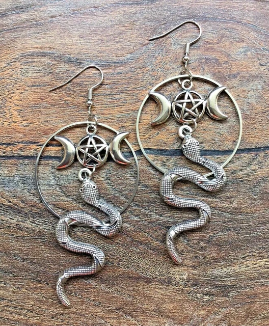 NEW SILVER TONE snake snakes reptile goth gothic emo bohemian boho big ...
