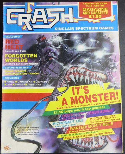 CRASH ZX SPECTRUM Magazine No.65 JUNE 1989 £4.00 - PicClick UK