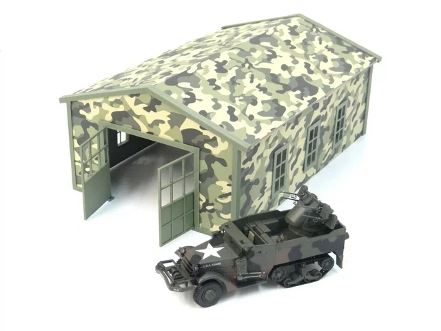 CAR MODEL MILITARY garage Miniature Hangar-barn Diorama model kit Scale ...