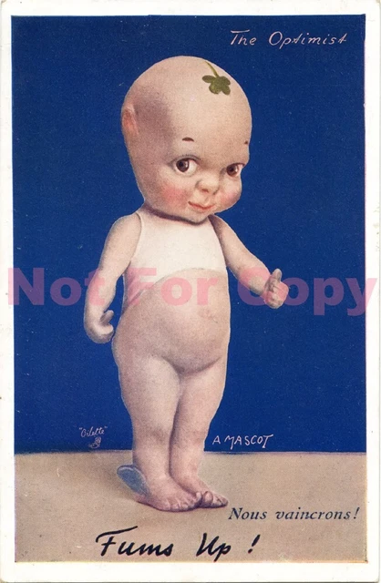 CARTE POSTALE ANCIENNE CPA 1915, Oilette, WWI the Optimist Mascot Fums ...