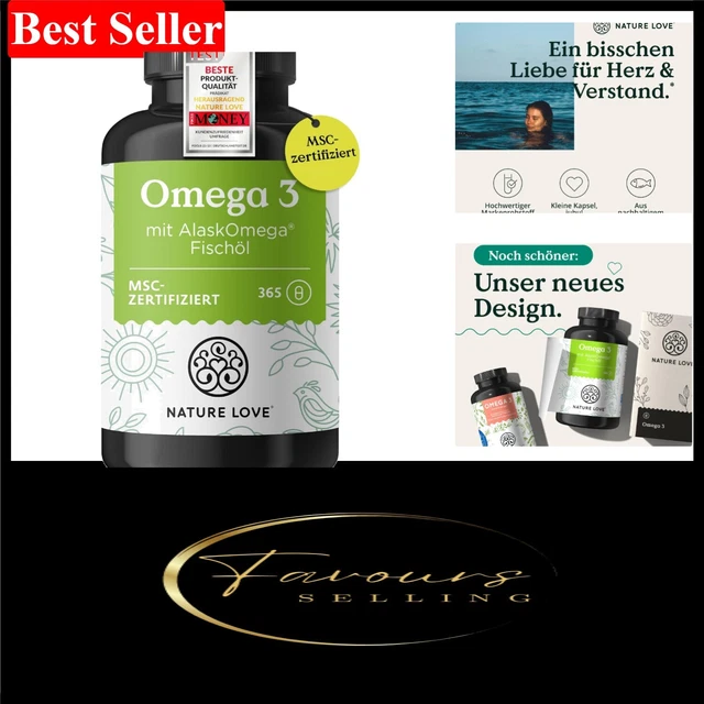 OMEGA 3 - hochdosiert mit 650mg Omega 3 Fettsäuren pro Tagesdosis - 365 ...