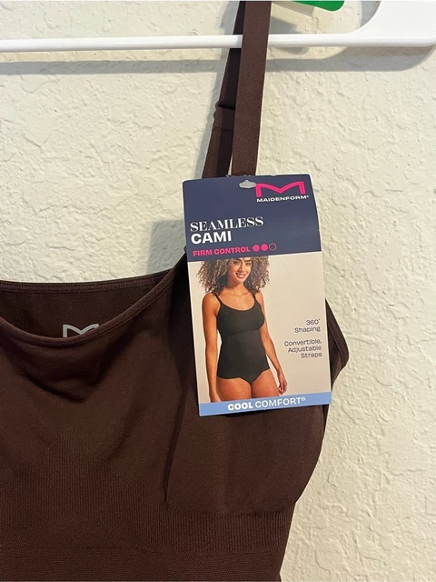 MAIDENFORM DMS833 SEAMLESS Shapewear Cami Large Brown Firm Control ...