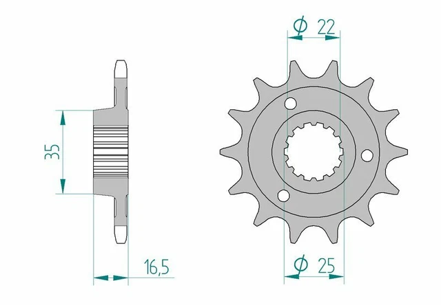 35890 - STANDAARD stalen rondsel 52613 525 compatibel met DUCATI 1200 ...