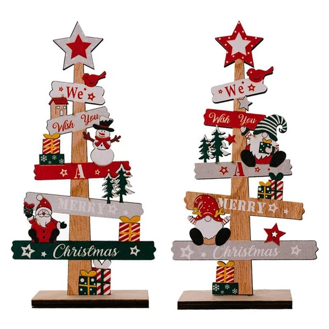 DESKTOP CHRISTMAS TREE DIY Decorative Wooden Christmas Sign Plaque ...