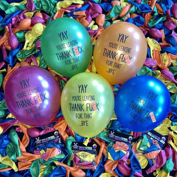 FUNNY BALLOONS COLLEAGUE Leaving New Job Party Decor Office Banter Good ...