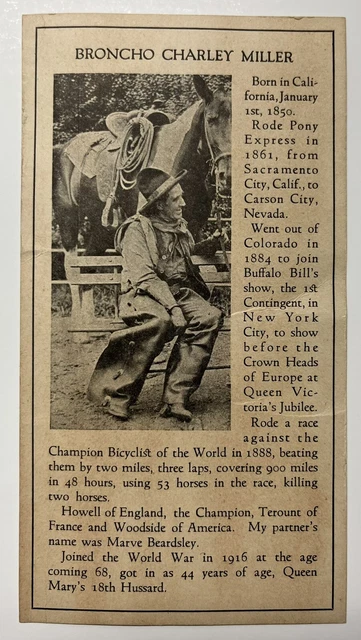 BRONCHO CHARLIE: A Saga Of The Saddle - With Rare Signed Promo Picture ...