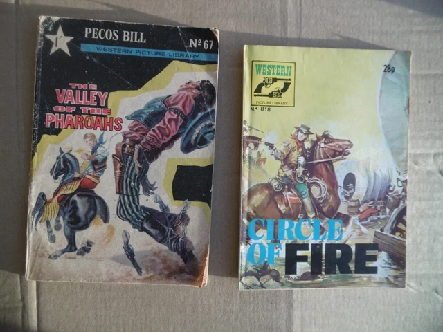 2 VINTAGE 1980S UK Comics WESTERN Picture Library PECOS BILL #61,CIRCLE ...