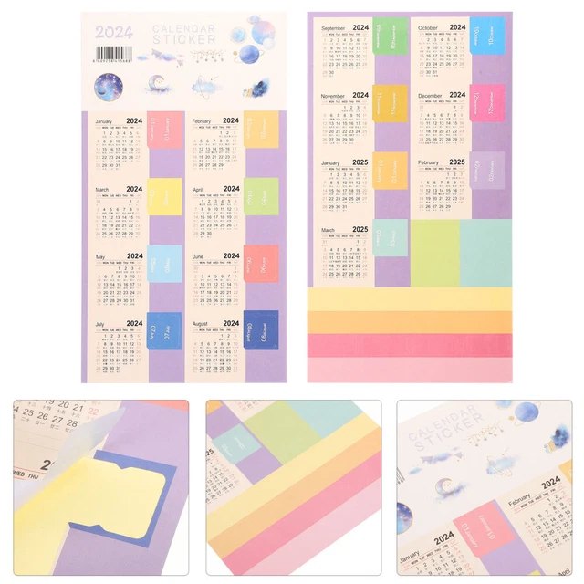 10 SETS 2024 Full Year Calendar Index Label Sticker 4pcs/set Stickers ...