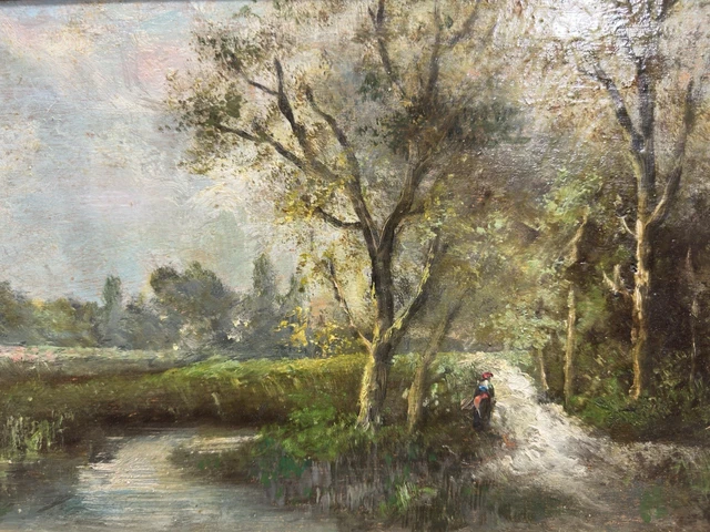 ANTIK ÖL AUF Tafel Schule Französisch Barbizon Umfeld Von Diaz Der Pena ...