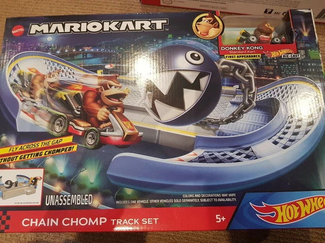 HOT WHEELS MARIO Kart Chain Chomp Track Set DONKEY KONG Car Figure ...