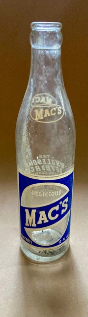 VINTAGE 12 OUNCE Mac’s Beverage Coca Cola Soda Bottle $10.00 - PicClick