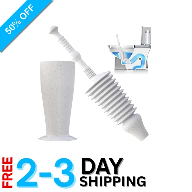 EFFECTIVE GREY TOILET Plunger with Dual-Action Bellows for Deep ...