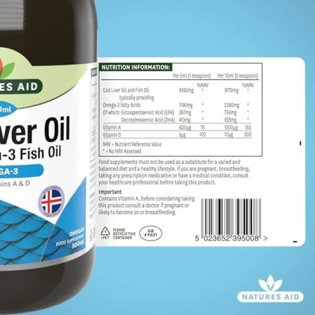 NATURES AID COD Liver Oil Liquid Fish Oil PACK OF 1, 500ml £14.79 ...