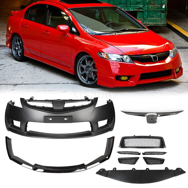 TYPE R STYLE Front Bumper W/Grille W/Spoiler For 06-11 Honda Civic 4DR ...