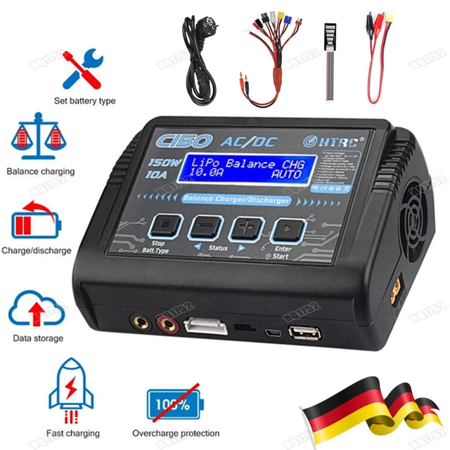 HTRC C150 RC Akku Ladegerät Balance Ladegerät für LiPo/LiHV/LiFe/Lilon ...
