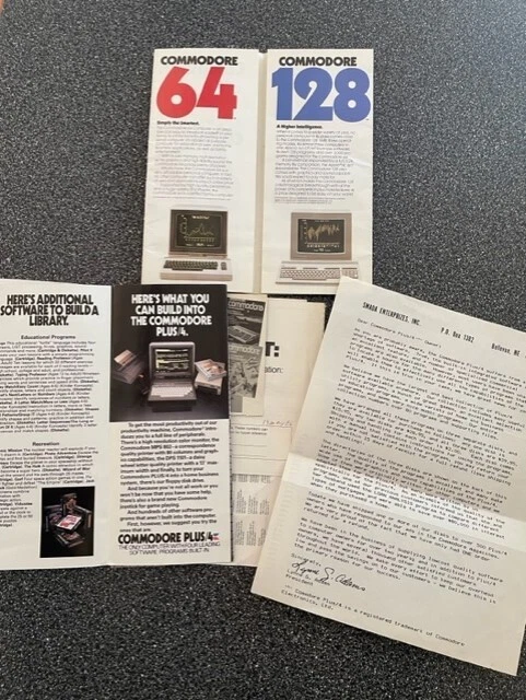 COMMODORE BROCHURE, ADVERTISEMENT, warranty booklet, and code list $5. ...