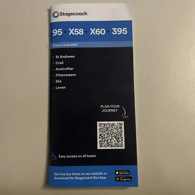 STAGECOACH BUS TIMETABLE Guide St Andrews to Leven 2024 £1.00 - PicClick UK