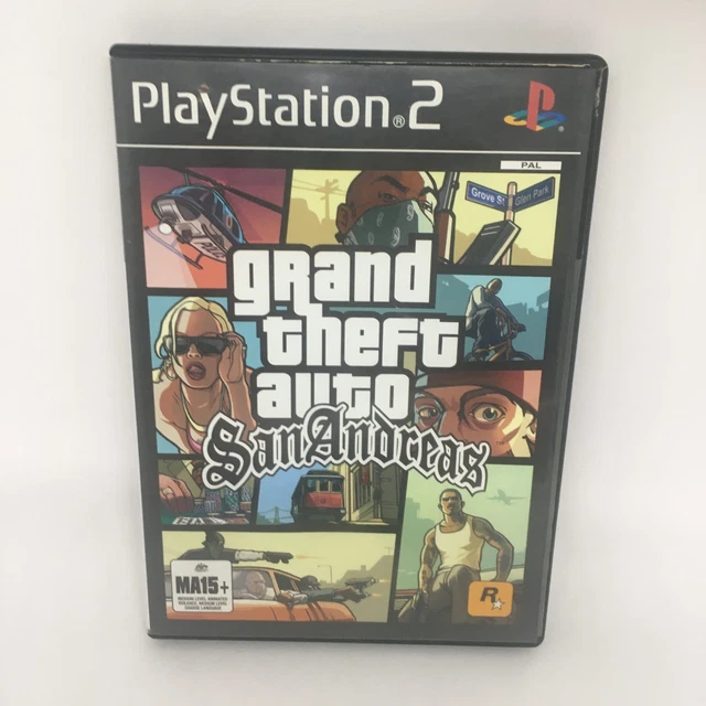GRAND THEFT AUTO SAN ANDREAS PlayStation 2 PS2 *BLACK LABEL W/ PLATINUM ...