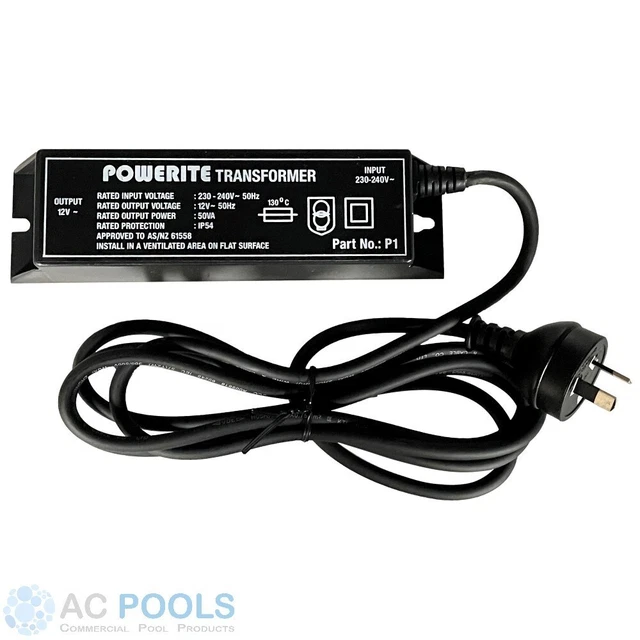 POWERITE P1 POOL Light Transformer 12v Single Output 50VA (50 Watt) $97 ...