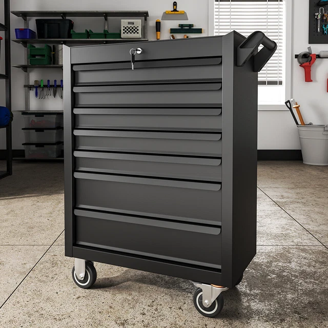 7 DRAWERS TOOL Box Chest Roller Cabinet Lockable Tool Storage Roll Cab Trolley £199.95 - PicClick UK