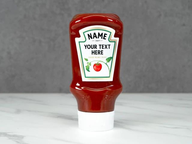 PERSONALISED TOMATO KETCHUP Sauce bottle Label Vinyl Sticker Gift - UVS ...