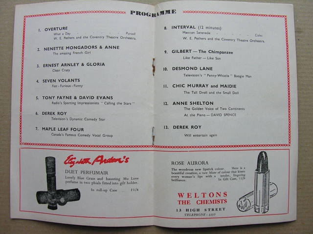 1957 ANNE SHELTON Derek Roy Chic Murray & Maidie Maple Leaf Four ...